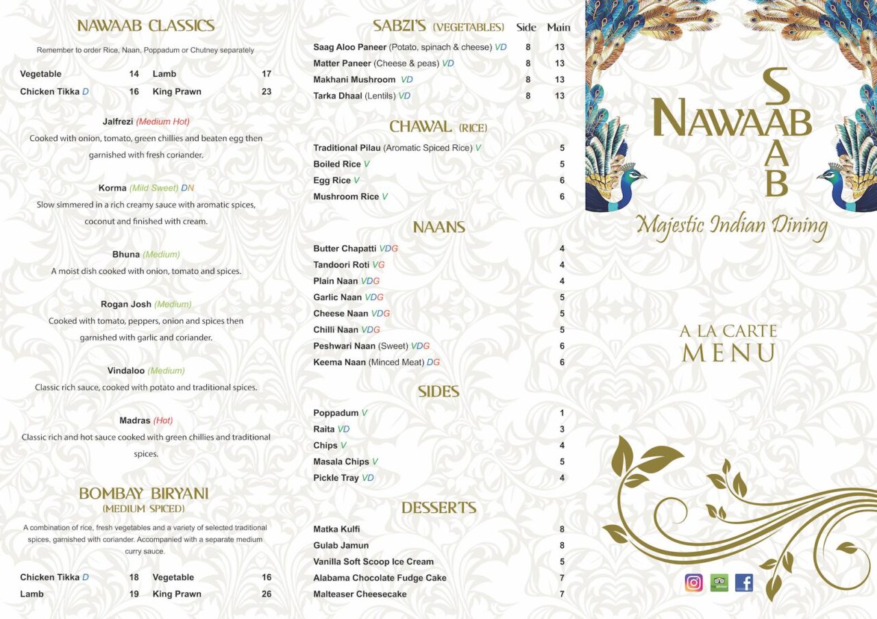 A La Carte Menu | Nawaab Saab